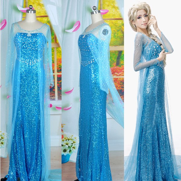 Frozen Elsa Dress Up Gown Adult Costume Ice Queen Princess 4 Size S M L