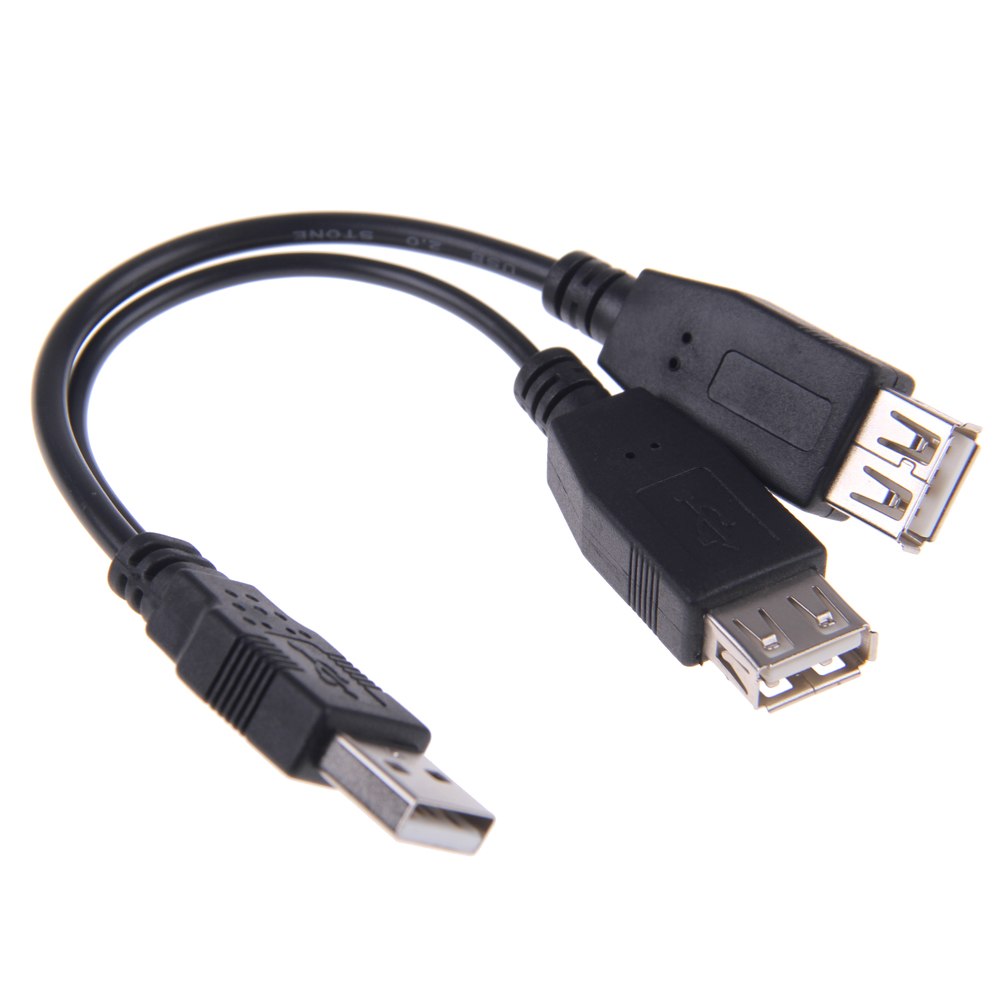 USB 2.0 A Male plug to 2 dual USB A Female Y splitter Hub adapter Cable Black | eBay