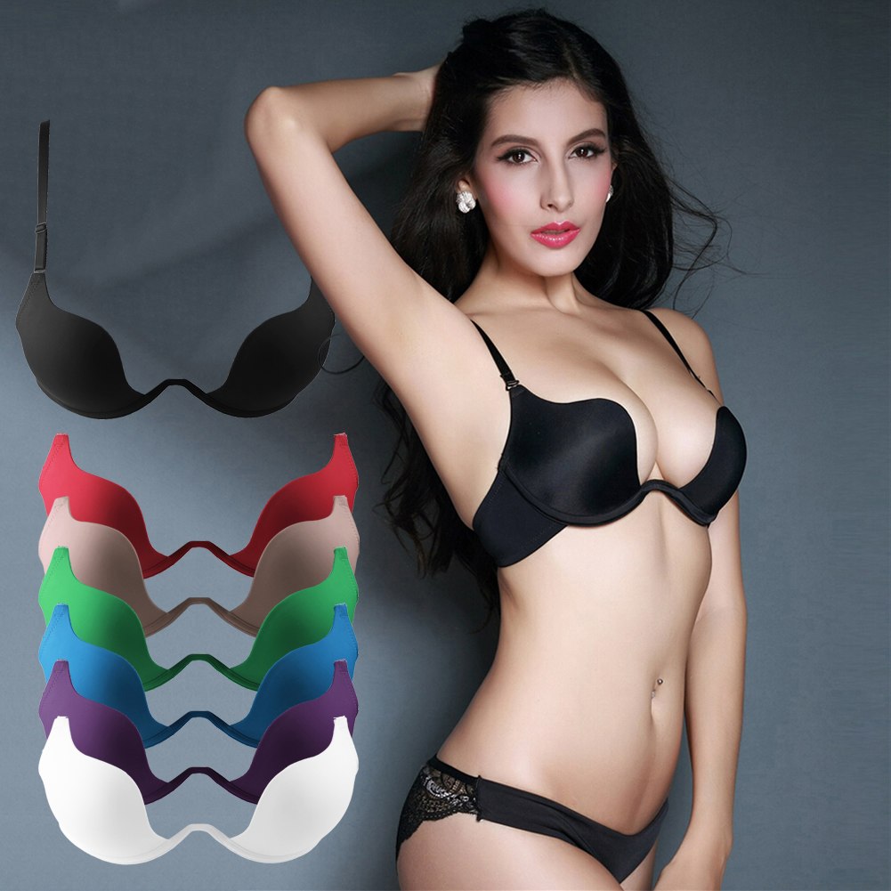 Sexy Girl Women Deep U Low Cut Push Up B Cup Bra Invisible Backless Convertible Ebay