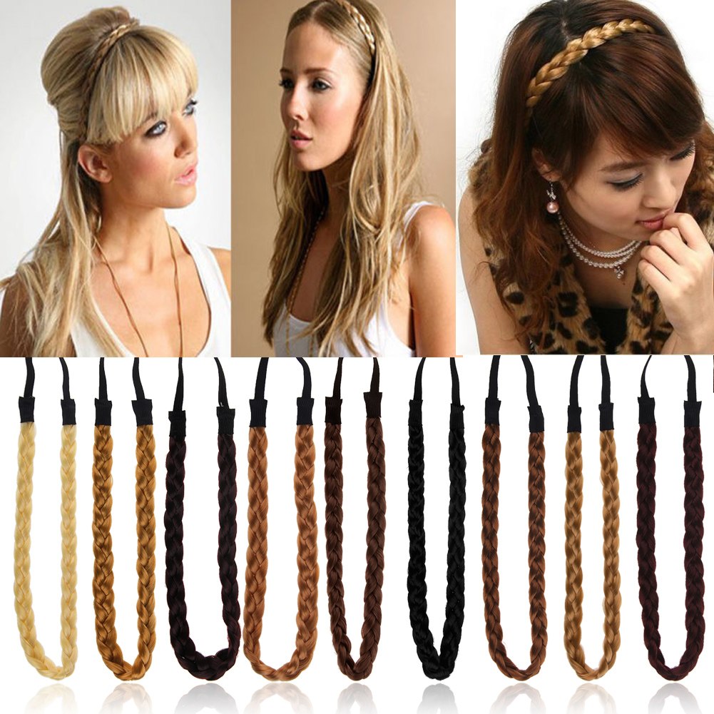 Synthetic Braided Braids Plaited Plait Elastic Hair Head Band Headband