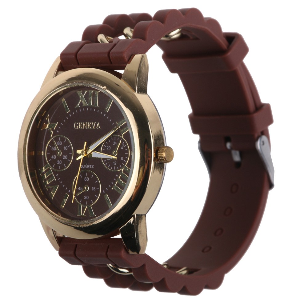 Geneva Unisex Women Men Silicone Band Wrist Watch Fashion Chian