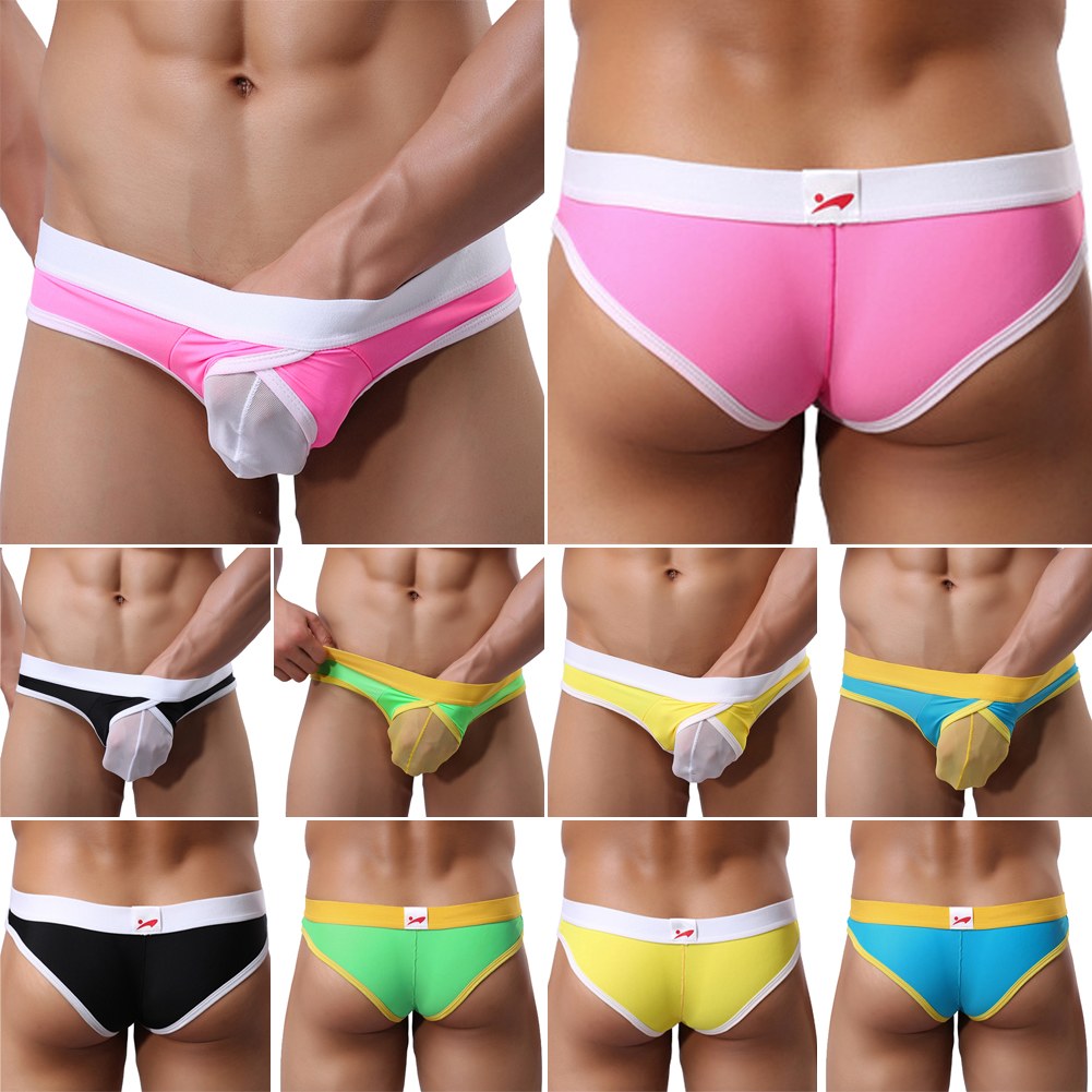 Sexy Mens Breathe Underwear Thong Briefs Bulge Pouch G String Shorts