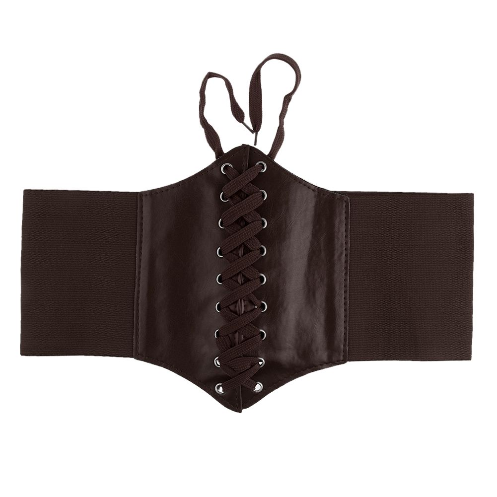 Fashion Lady Cinch Corset Stretch Faux Leather Elastic Wide Waistband